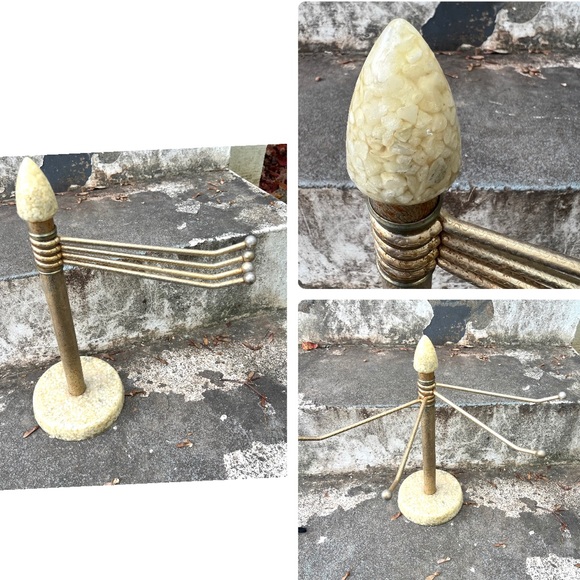 Bath | Vintage Lucite Gold Metal Brass Color Towel Washcloth Rack Mcm ...